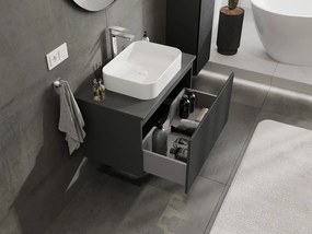 Mexen Rivel, koupelnová skříňka 80 cm, 1 zásuvka, drážkovaná, grafitová matná, 91A20-08047-1-BF66