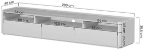 TV stolek Elivo 200 cm - kašmírová / dub olejovaný