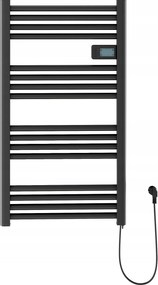 Erga Pago, elektrické topné těleso 960x540 mm s digitálním termostatem, 500W, černá matná, ERG-LAV-GRZE-E-ALU-960540-BK