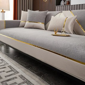 Luxusní přehoz na pohovku, či křeslo se zlatým proužkem (S) Barva: styl 2- šedá, Rozměry (cm): 70 x 120 cm
