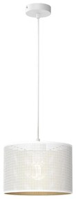 Luminex Lustr na lanku LOFT SHADE 1xE27/60W/230V pr. 25 cm bílá/zlatá 5265