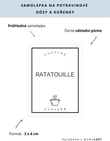 Samolepka na kořenky RATATOUILLE průhledná 3 × 4 cm základní písmo