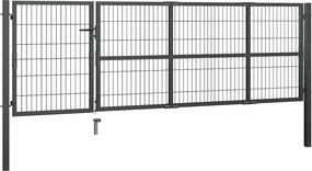 Zahradní brána se sloupky ocelová 350 x 100 cm antracitová 144399