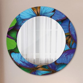 Kulaté dekorativní zrcadlo Modrý a zelený motýl fi 50 cm
