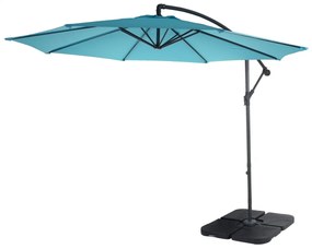 Slunečník Acerra Ø 3m se zátěží - polyester/ocel - tyrkysově modrá