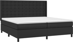 Box spring postel s matrací a LED černá 200x200 cm umělá kůže 3139403