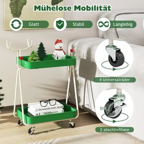 Costway 2 Vozík ve tvaru sobů Servírovací vozík Kuchyňský vozík pro vánoční