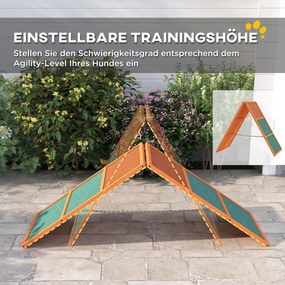 PawHut dog agility most agility vybavení pro psy se skládacím mostem, protiskluzový povrch výškově nastavitelné agility vybavení pro zahradu, 173 x 5…
