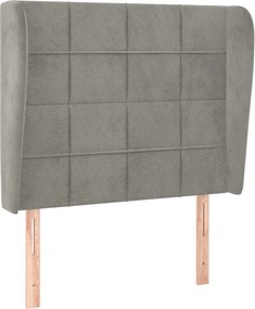 Čelo postele typu ušák světle šedé 93 x 23 x 118/128 cm samet 3117992