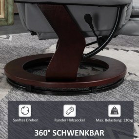 HOMCOM polohovací křeslo s taburetem 360° otočné TV křeslo s funkcí polohování TV křeslo polohovací s nosností do 130 kg do obývacího pokoje imitace …