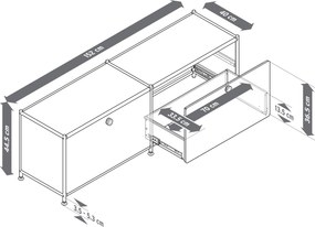 Tchibo - Nízká kovová skříňka »Cn3« se zásuvkami - barva: bílá