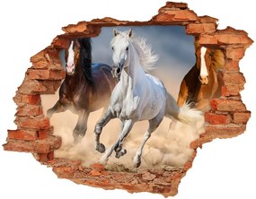 Wallmuralia Díra 3D fototapeta nálepka Koně na poušti 90x70 cm