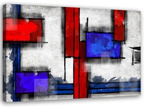 Obraz na plátně Abstrakce Modrá Červená - 60x40 cm