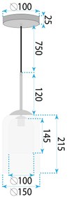 Toolight Závěsné skleněné LED osvětlení D12 APP1704-1PC jantarová