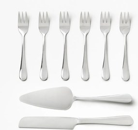 Bílé/ve stříbrné barvě nerezové dezertní vidličky v sadě The Essentials Cake Tools – Printworks