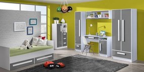 Casarredo - Komfort nábytek Dětská šatní skříň GULLIWER 4 policová, výběr barev | barva: dom-bílá-lesk,Vyberte si barvu úchytu:: dom-uch-červená