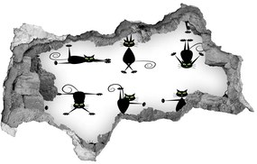 Wallmuralia Díra 3D fototapeta nástěnná Kočky ilustrace 95x73 cm