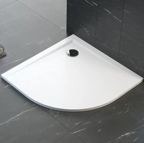 Polimat Perrito White imitace kamene čtvrtkruhová sprchová vanička, litý mramor Rozměr vaničky: 90x90cm