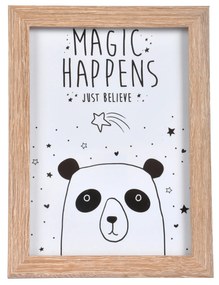Homea Dětský obrázek s rámečkem panda Magic Happens 13 x 18 cm