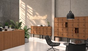 Kancelářská skříň FRAME, 8x dveře, 872 x 450 x 1735 mm, RFID zámek, ořech