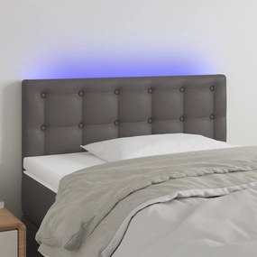 Čelo postele s LED šedé 80 x 5 x 78/88 cm umělá kůže