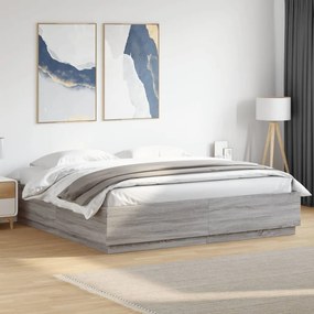 Rám postele šedý sonoma 200 x 200 cm kompozitní dřevo 3209679