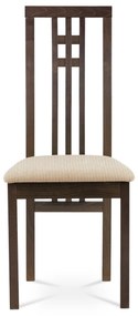 AUTRONIC Jídelní židle, masiv buk, barva ořech, látkový krémový potah