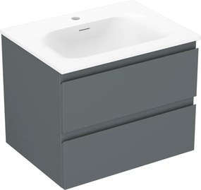 Mexen Orio, koupelnová skříňka 60 cm s umyvadlem Vela, 2 zásuvky, grafitová matná/bílá matná, 91A10-06047-2-BFF66-W23M01