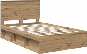 Rám postele Umělecký dub 135 x 190 cm Masivní borové dřevo 3409371
