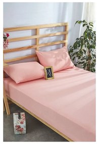 Růžové napínací bavlněné prostěradlo a povlak na polštář v sadě 180x200 cm – Mila Home