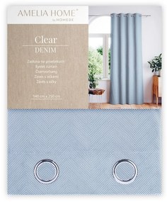 Závěs AmeliaHome Clear s průchodkami 140x250 modrý/bílý
