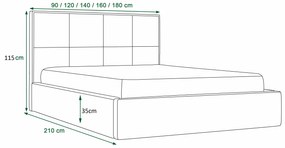 Manželská postel 140 cm Alfonso (černá) (s roštem a úložným prostorem). 1046790