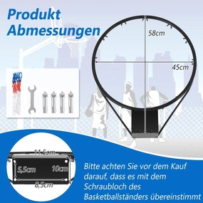 Costway Ø45 cm basketbalový koš s kroužkem a síťkou pro montáž