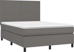 Box spring postel s matrací šedá 140x200 cm umělá kůže 3142729