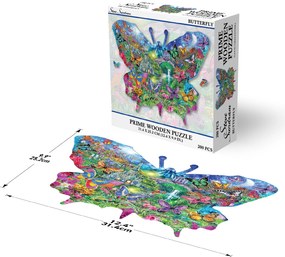 PRIME 3D Dřevěné PUZZLE - Motýl 200 dílků