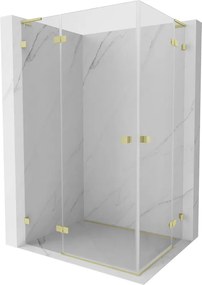 Mexen Lunar, L Duo výklopný sprchový kout 105 x 70 cm, 8mm čiré sklo, zlatý matný profil, 834L-105L-070P-55-00