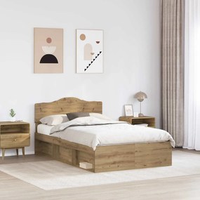 Rám postele Umělecký dub 120 x 200 cm Masivní borové dřevo 3412924