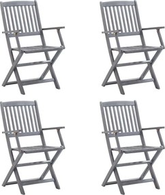 vidaXL Skládací zahradní židle s poduškami 4 ks masivní akáciové dřevo [3064526] Barva: Modrá