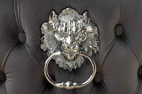 Designová židle Queen Lví hlava šedý samet