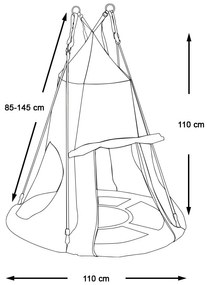 Závěsná houpačka ve tvaru kruhu, 110 cm - modrá, se stanem