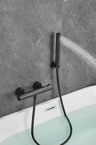 Gamma Gamma, nástěnná sprchová termostatická baterie s ruční sprchovou soupravou, černá matná, GMA-BRYPNT-BK