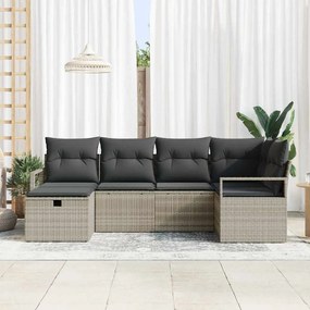 Set pohovek 6 ks 6-Počet míst Světle šedá polyratan 3359181