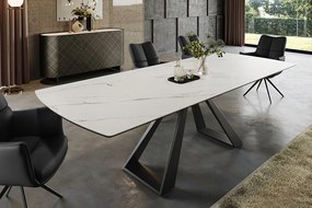 Rozkládací keramický jídelní stůl Lazio 180-230cm mramorová bílá