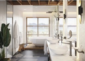 Hansgrohe AddStoris, kosmetické zrcadlo Ø188 mm, kartáčovaný černý chrom, HAN-41791340