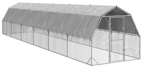 Výběh pro slepice se střechou 2,5x12x2,25 m pozinkovaná ocel 3328525
