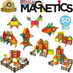 EDUCA Magnetická stavebnice Magnetics Zoo Park / Stavebnice / 50 dílků