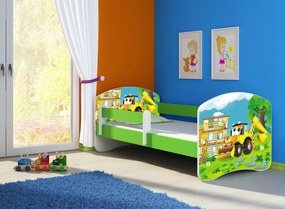Dětská postel - Bagr 2 140x70 cm + šuplík zelená