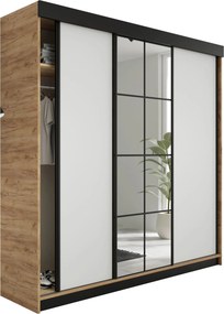 Posuvná skříň LAMARO dub Craft zlatý a bílý - 200x205x59cm