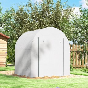 Zeleninový skleník Outsunny 180x180x200 cm Malý tunelový skleník s rolovacím dveřmi a oknem pro pěstování rostlin a květin Bílá
