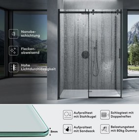 design sprchový kout RAVENA 19 ESG 8mm - BLACK SOFT CLOSE 100-150cm Velikost: 100x80